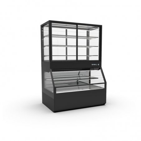 Vitrina Combi CON8AF negra con frío ventilado, 4 estantes regulables y ...